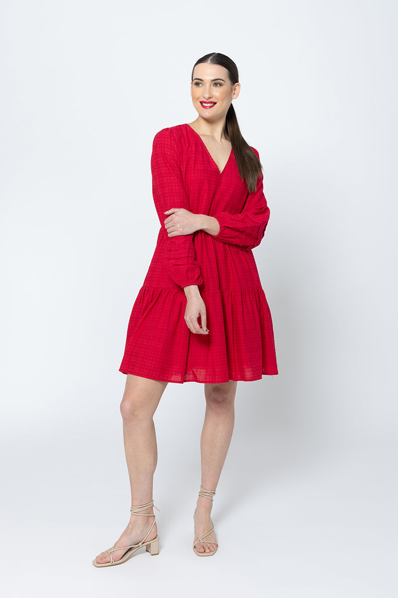 Audacious Mini Dress - Raspberry Texture Check – CUT Clothing NZ